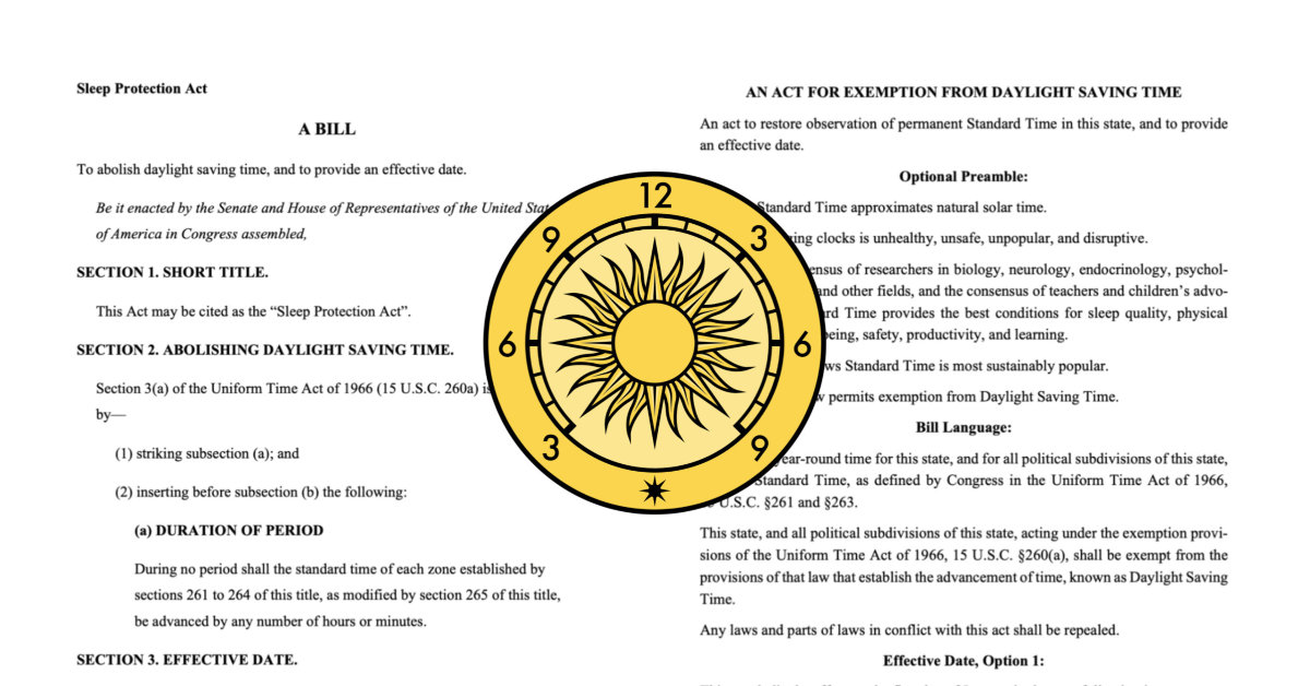 DRAFT LEGISLATION TO DITCH DAYLIGHT SAVING TIME | Save Standard Time